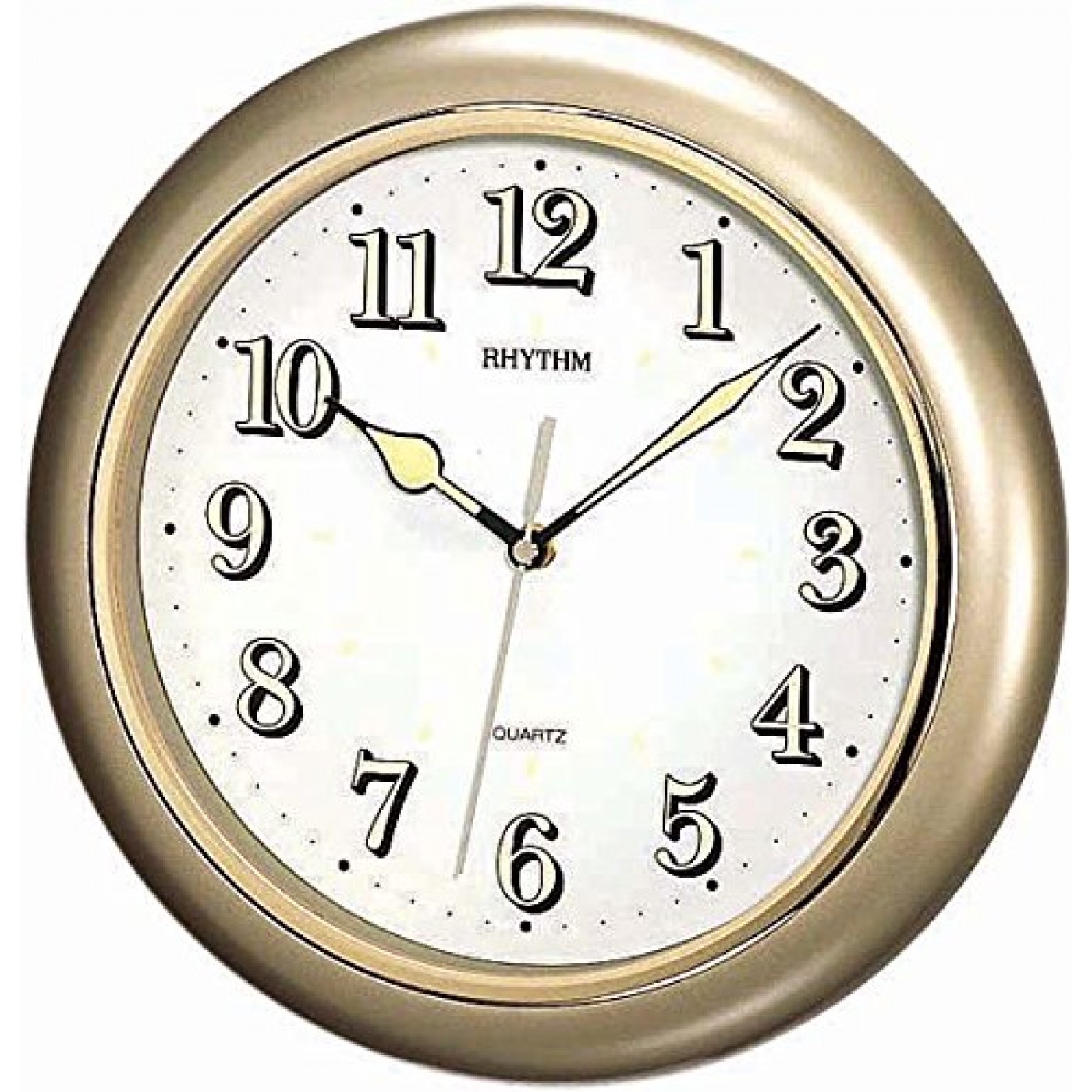 Rhythm Value Added Wall Clock Super Luminous Analog Gold Colour